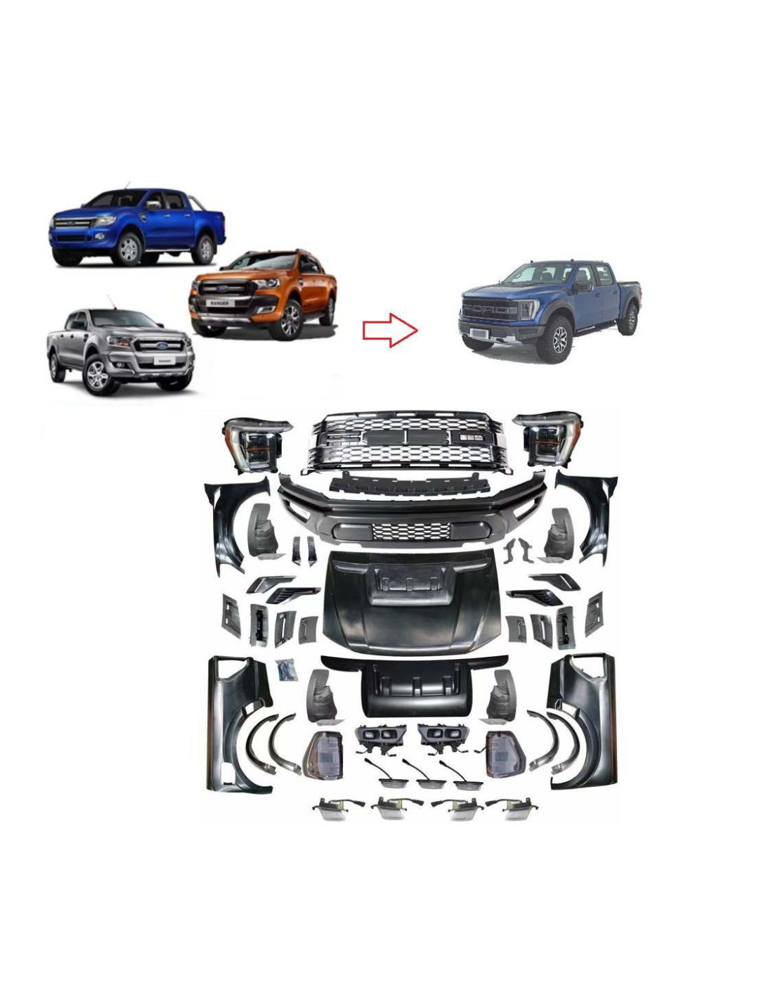 BODY KIT RAPTOR STYLE GEN3 FORD RANGER 2013-2022 MP